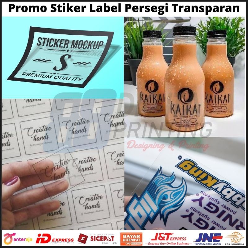 Jual Stiker Label Persegi TRANSPARAN / Sticker Label Kemasan Makanan ...