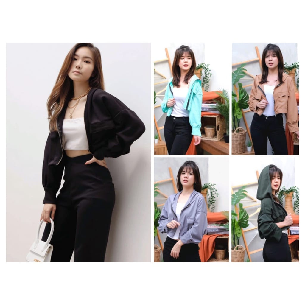 Jual HARIANY Beatrix Crepe Oversize Crop Jaket fit to XL LD 112 cm | Shopee Indonesia