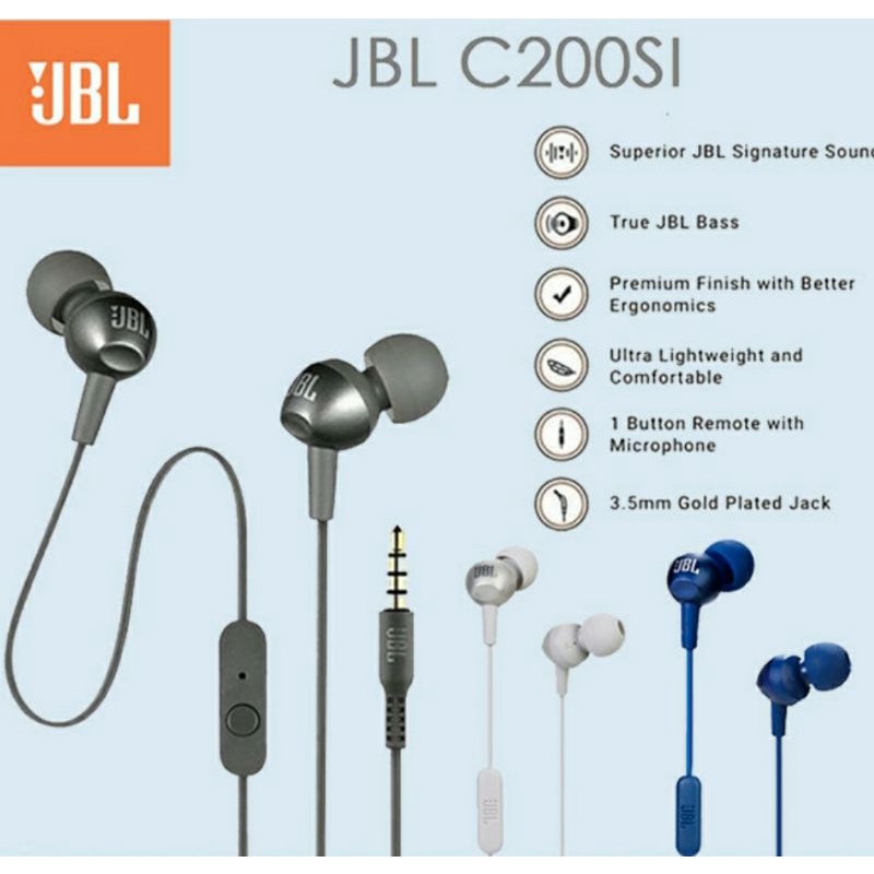Jual Headset JBL C200si in ear Original biru navy | Shopee Indonesia
