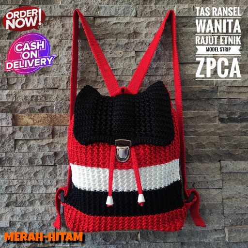 Jual Tas Ransel Rajut Wanita Strip Milenial Terlaris | Shopee Indonesia