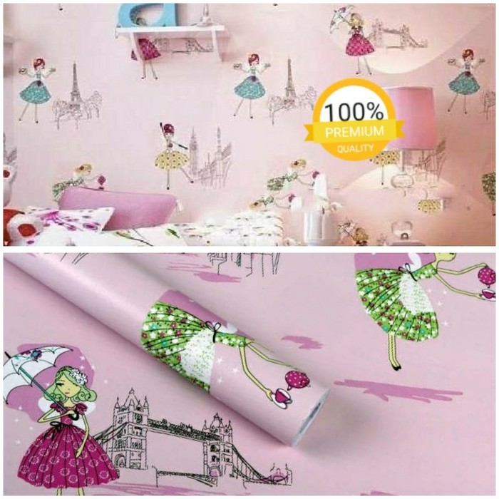 Jual Wallpaper Sticker Dinding Ruang Kamar Anak Kartun Beauty Girl 10 ...