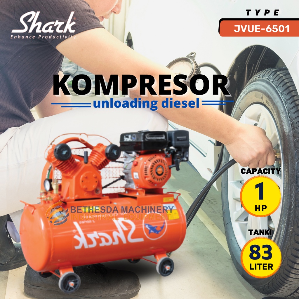 Jual Mesin kompresor udara 1HP / Compressor gasoline engine SHARK 2Hp ...