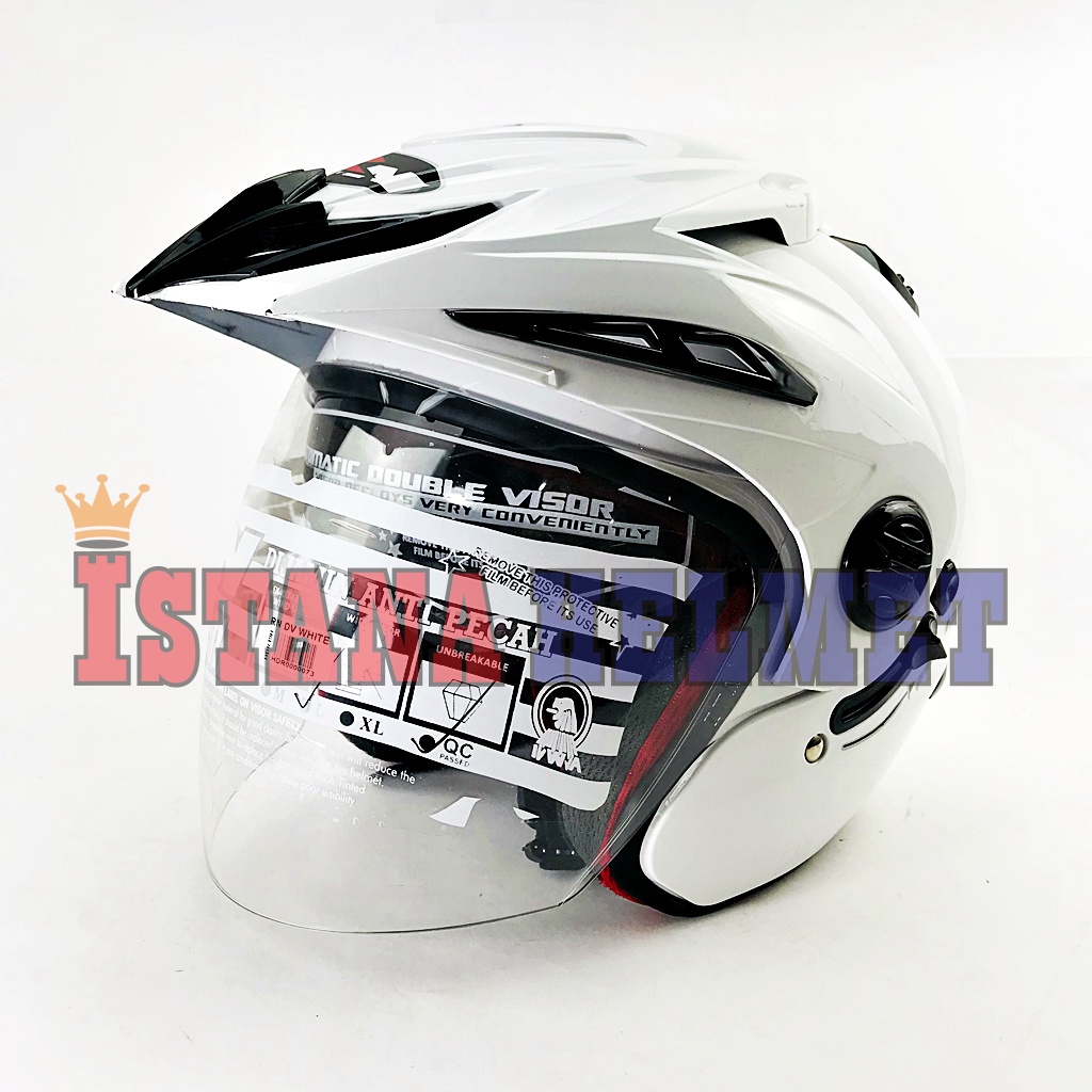 Jual HELM HALF FACE SNI RN DOUBLE VISOR DV SERIES WHITE | Shopee Indonesia