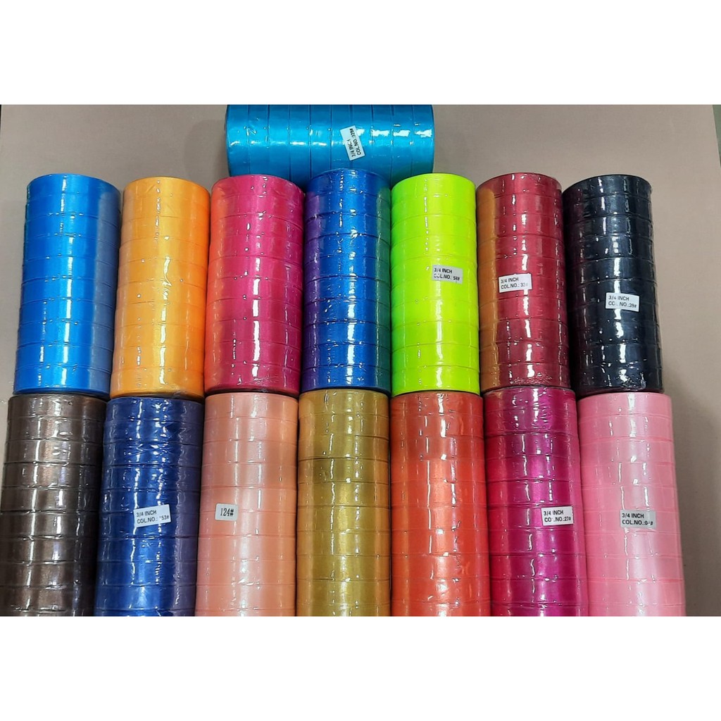 Jual Pita Ribbon Satin Taiwan Lebar 3/4 inch 0.75 inch - (2 cm ...