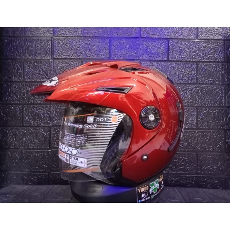 Jual HELM INK T1 SOLID RED MAROON DOUBLE VISOR TERMURAH (Ongkir 2 kg ...