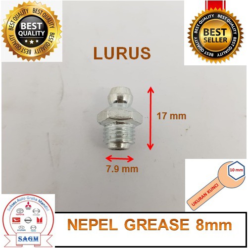 Jual NEPEL NIPPLE GREASE GEMUK PISPOT 8MM LURUS | Shopee Indonesia