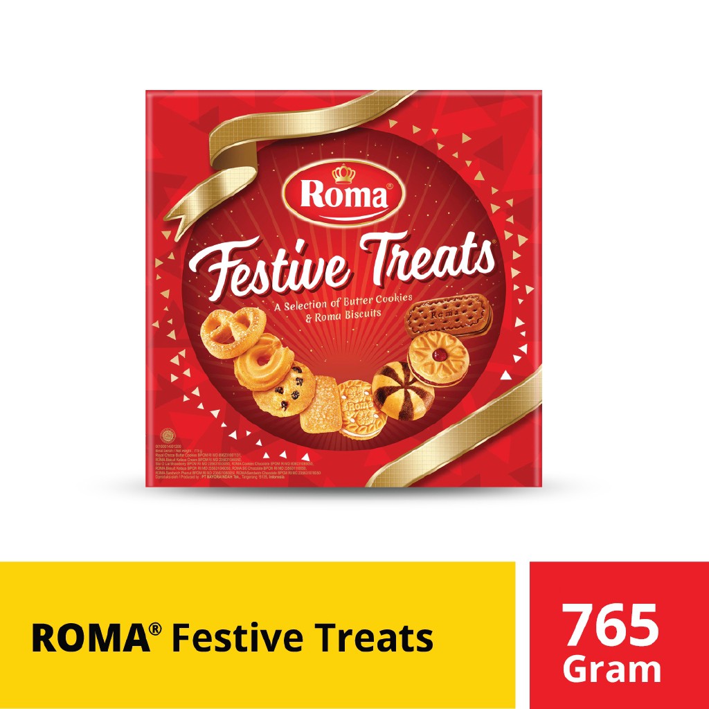 Jual ROMA Festive Treats Butter Cookies Kue Kering Kue Kaleng 765 Gr ...