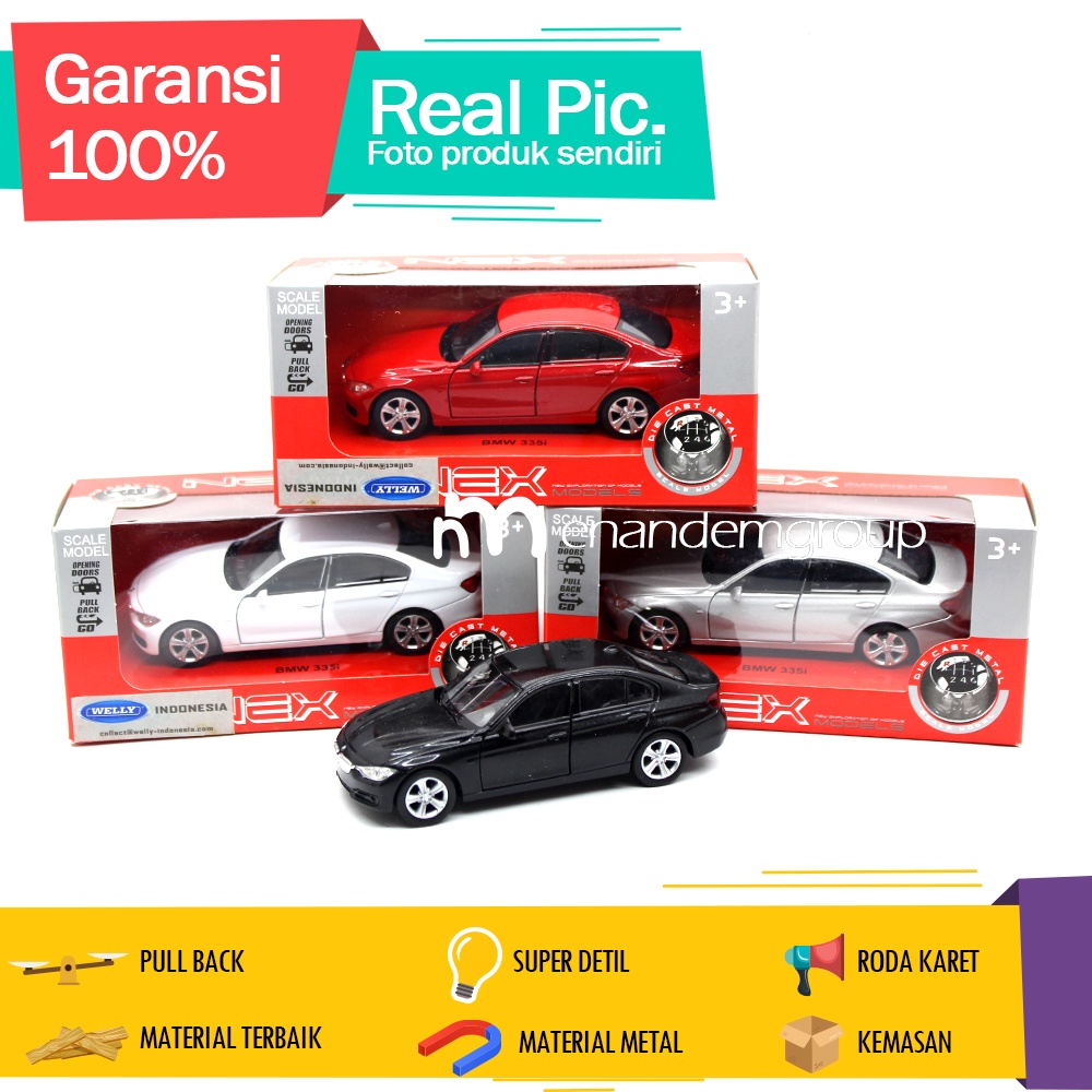 Jual Welly Diecast Miniatur Mainan Mobil BMW 335i Metal Pullback ...