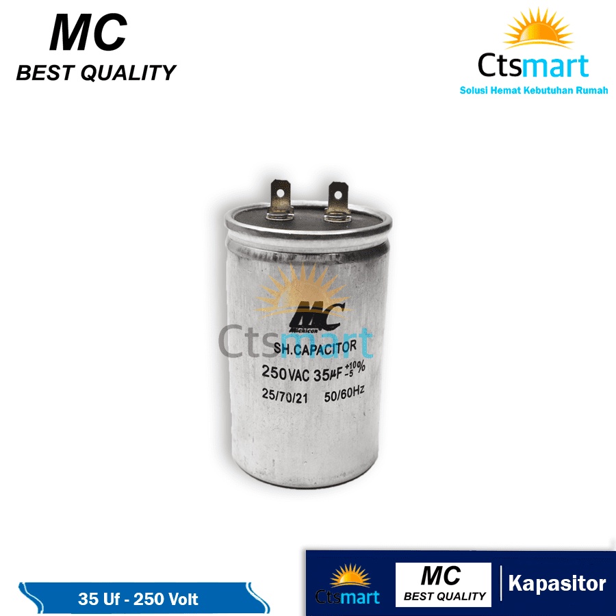 Jual Kapasitor (Capacitor) AC 35 UF - 250 V Aluminium (Spare Part AC ...