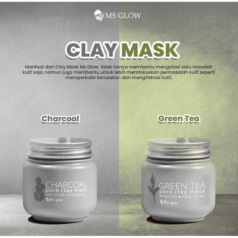 Jual Clay mask ms glow ,charcoal clay mask, green tea clay mask ms glow ...