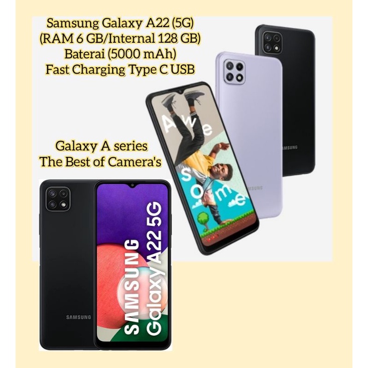 Jual Samsung Galaxy A22 (5G) (6 GB/128 GB) (5000 mAh) (Baru Segel Bergaransi Resmi 1 Tahun ...