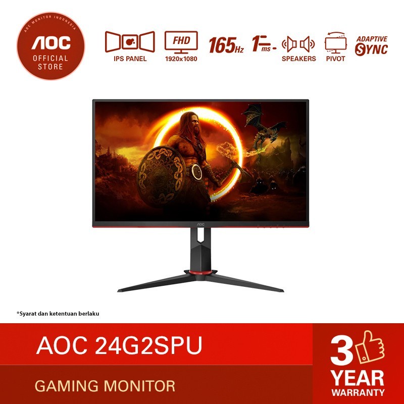 Jual AOC 24G2SPU 24 Inch Gaming Monitor - FHD IPS 165Hz 1ms | Shopee ...