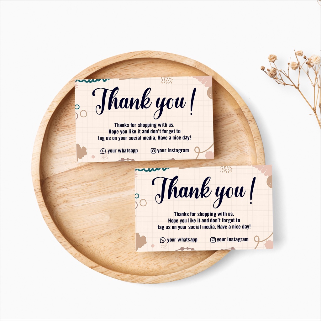 Jual Thank You Card Custom - Kartu Ucapan - Kartu Souvenir | Shopee Indonesia