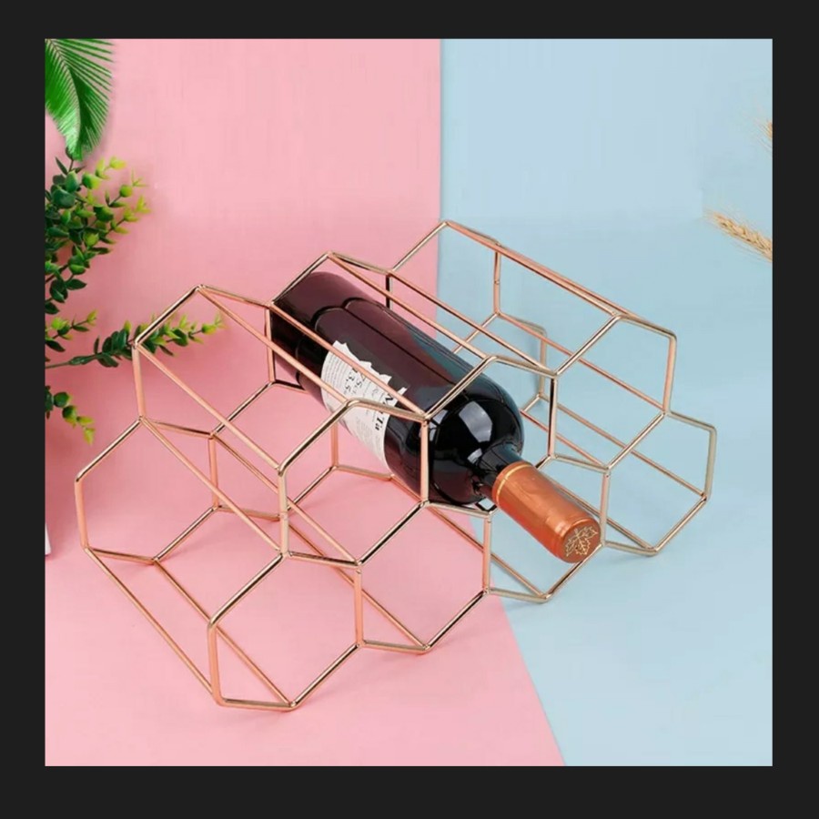 Jual WINE HOLDER RAK TEMPAT BOTOL RACK BOTTLE ROSE GOLD BLACK | Shopee ...