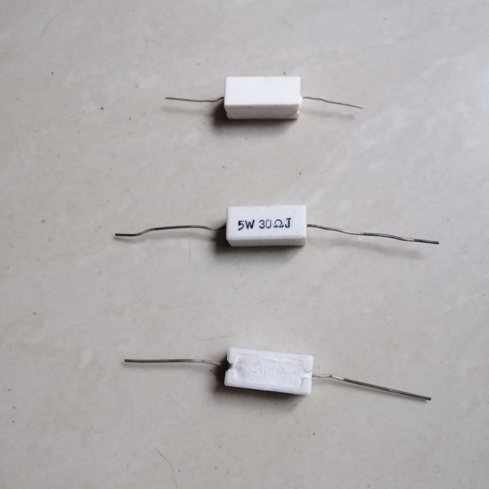 Jual 5pcs 30 ohm R Tahanan Resistor Kapur 5w 5watt 30ohm 30R J 30RJ 5 w watt | Shopee Indonesia