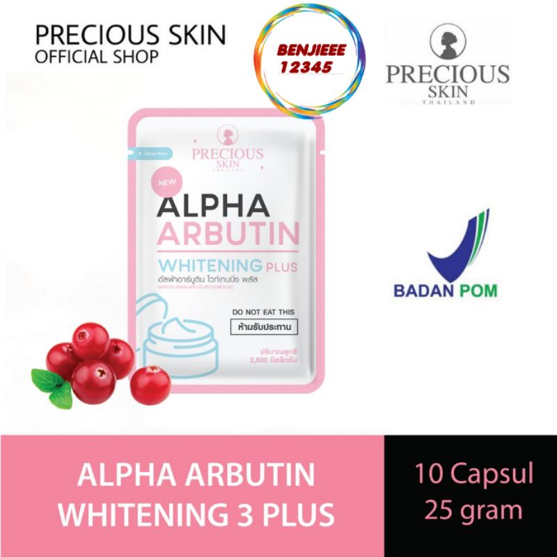 Jual Alpha Arbutin Powder Capsule Whitening 3 Plus 3+ Precious White brightening powder pemutih ...