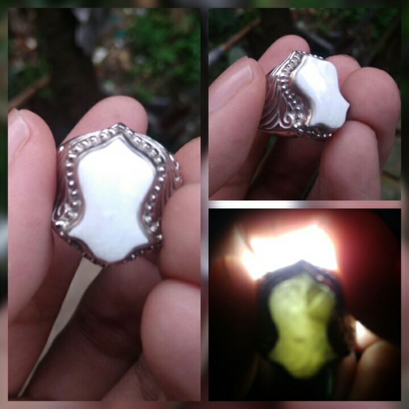 Jual Cincin terompah natural giok putih, giok salju | Shopee Indonesia