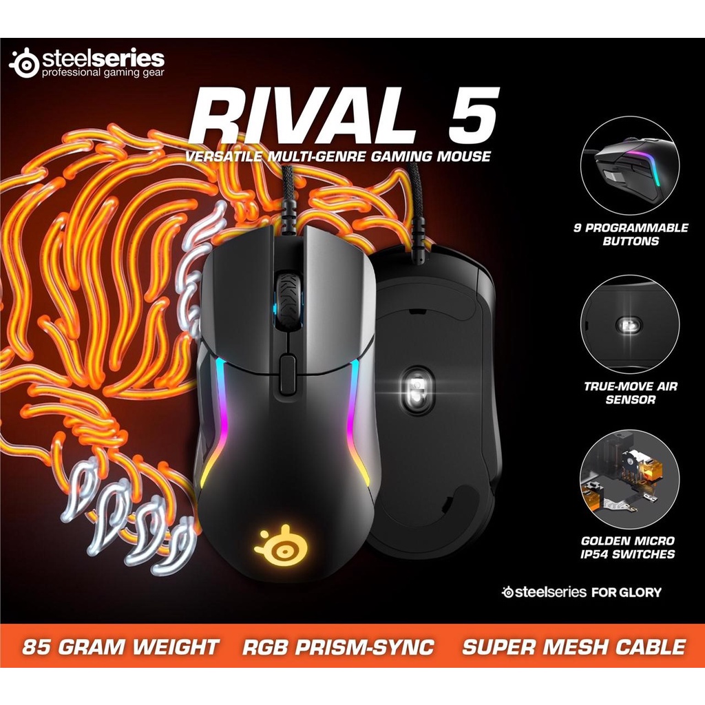 Jual STEELSERIES RIVAL 5 VERSATILE MULTI-GENRE GAMING MOUSE | Shopee ...