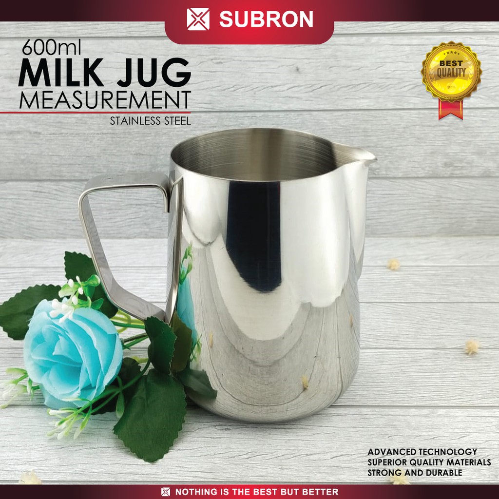 Jual SUBRON Milk Jug Pitcher Latte Art Jug Polos 600 ml Stainless Steel ...