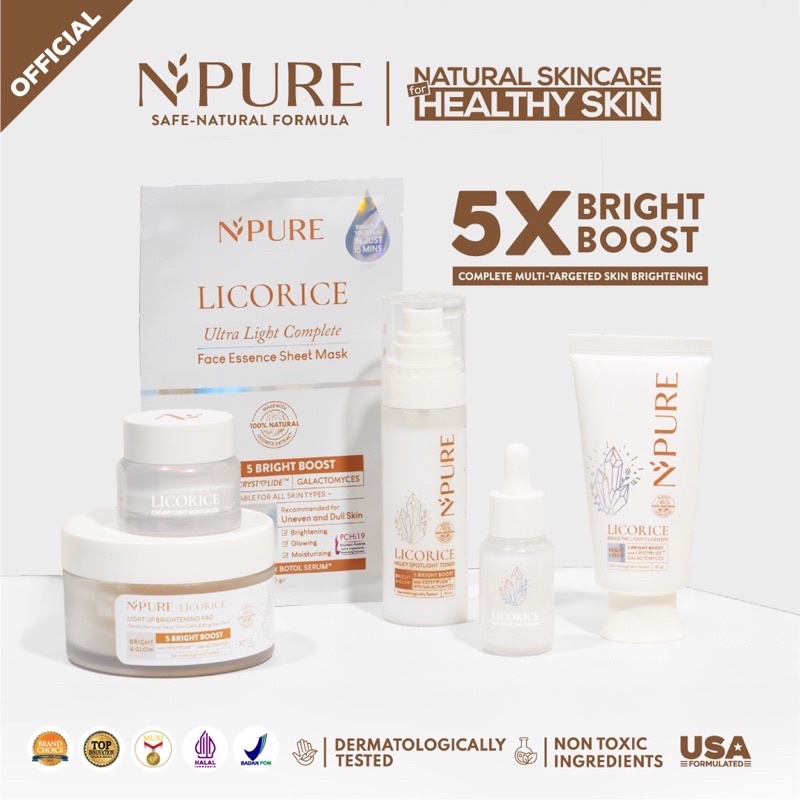 Jual NPURE Licorice Brightening | Cream | Sheet Mask | Cleanser | Serum ...
