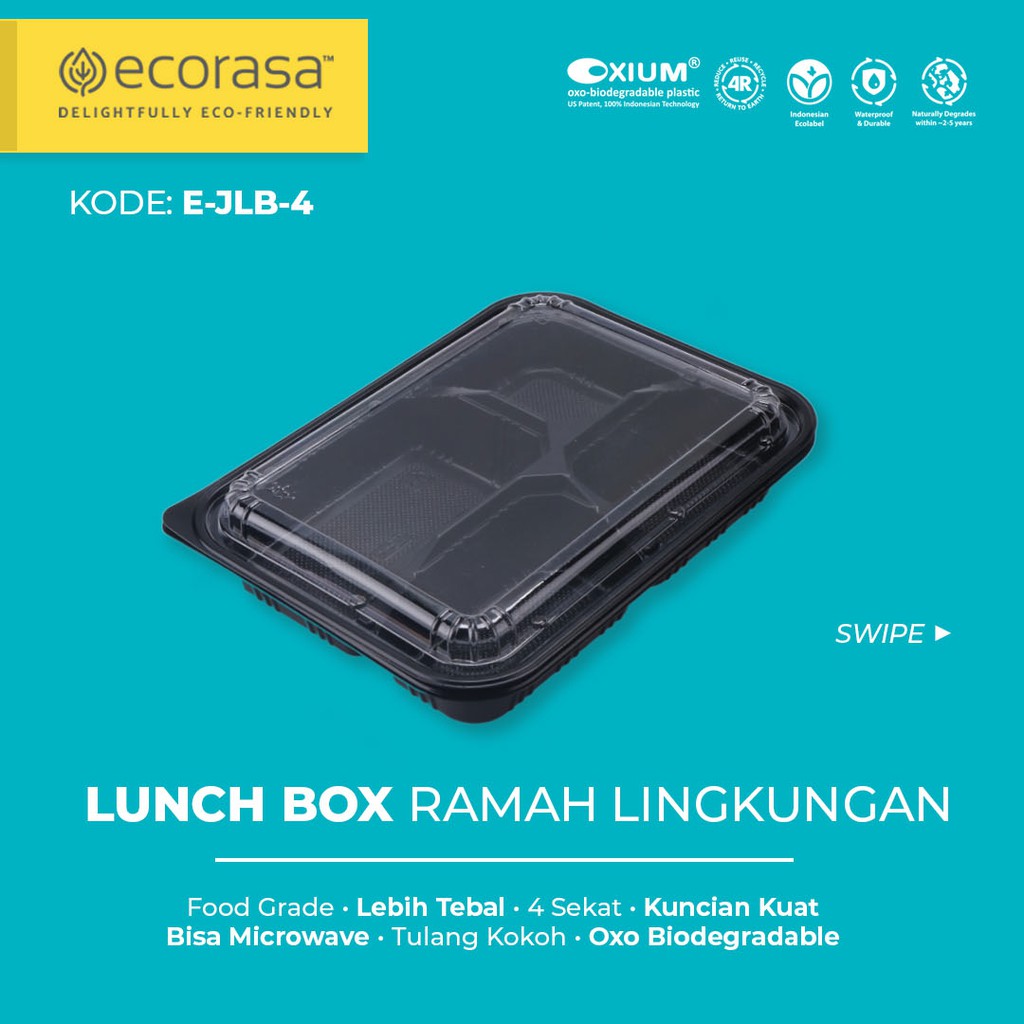 Jual Lunch box ecorasa ramah lingkungan oxium E-JLB-4 (isi 50 pcs ...