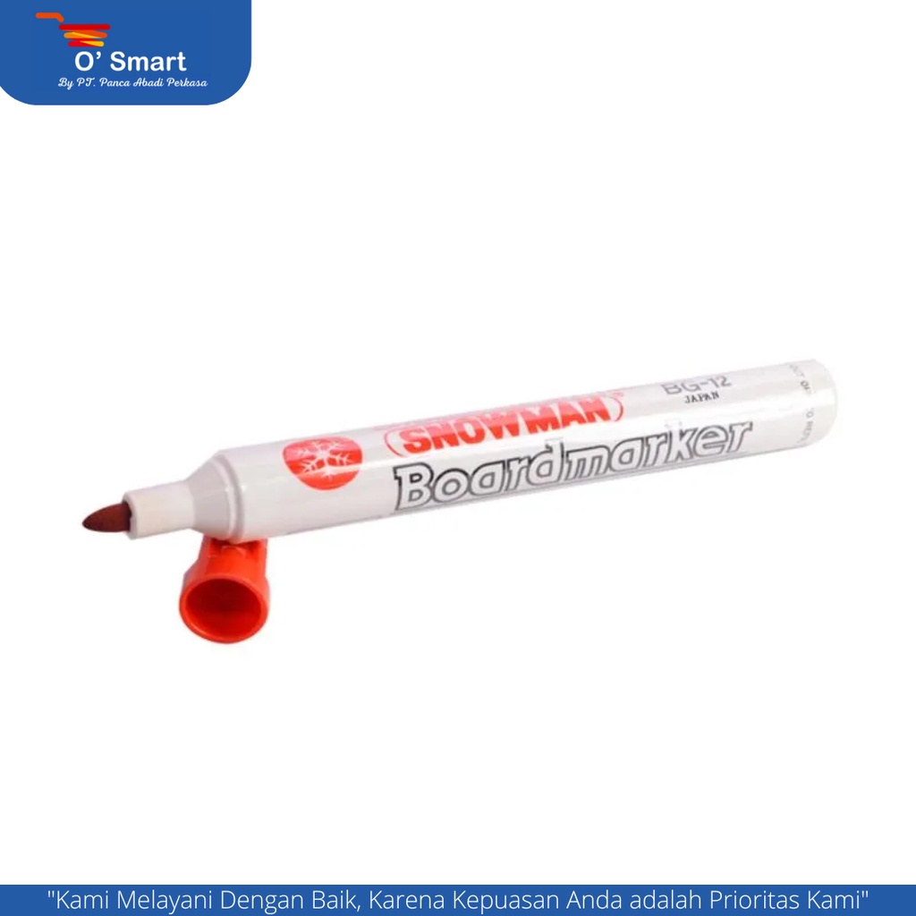 Jual SNOWMAN Spidol Whiteboard Boardmarker BG-12 Hitam / Merah / Biru ...