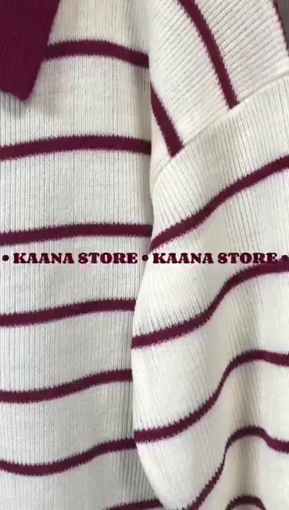 Jual Polo Stripes Knit Import - Atasan Polo Rajut Wanita - Korean Polo ...