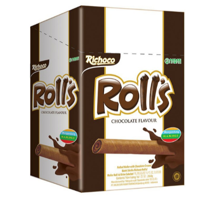 Jual 1BOX isi 20pcs Richoco Nabati Roll's Wafer Stick Roll isi krim cokelat Rolls 126gr | Shopee ...