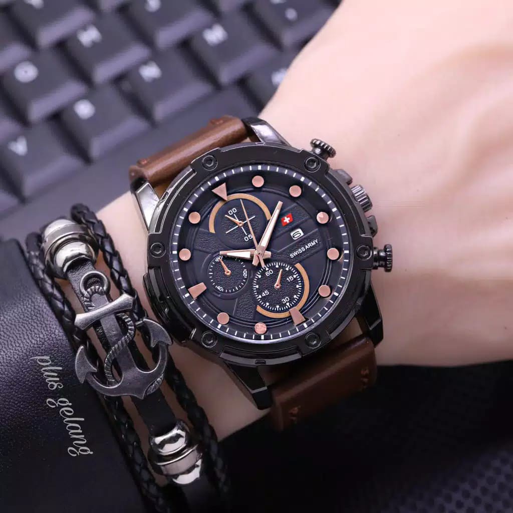 Jual Jam Tangan Pria / Cowok Swis Made Kulit Fashion 2331Ls Chrono ...