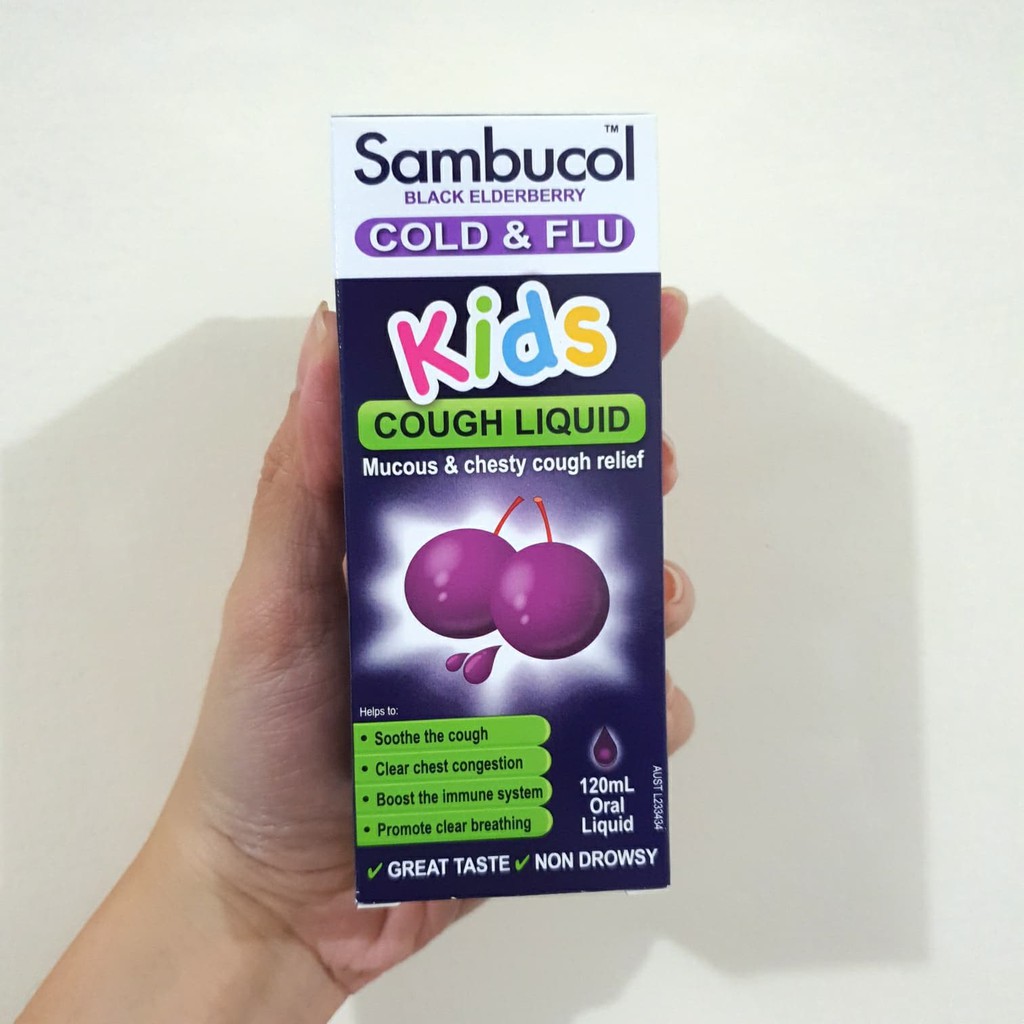 Jual sambucol kids cold flu cough liquid black eldeberry 120ml 120 ml ...