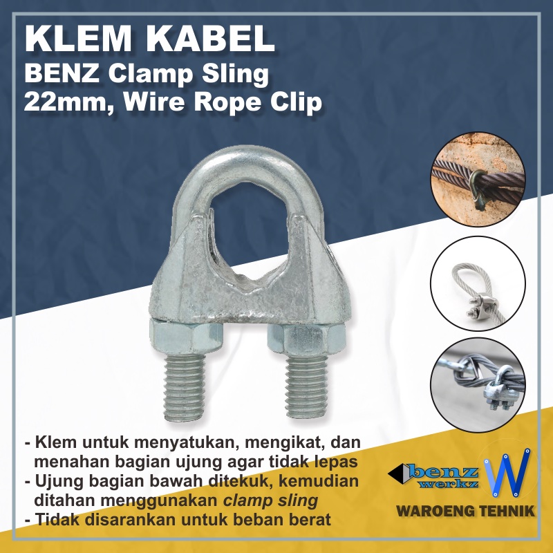 Jual Klem Kabel Kawat 22mm BENZ Clamp Sling / Klem Seling / Klam Sling ...