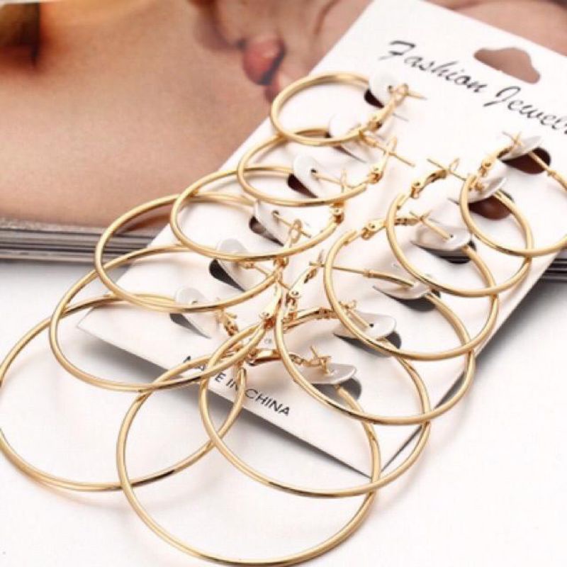 Jual [READY] ANTING CEWEK LINGKARAN 6IN1 BULAT MANJA SIMPLE KOREA ...