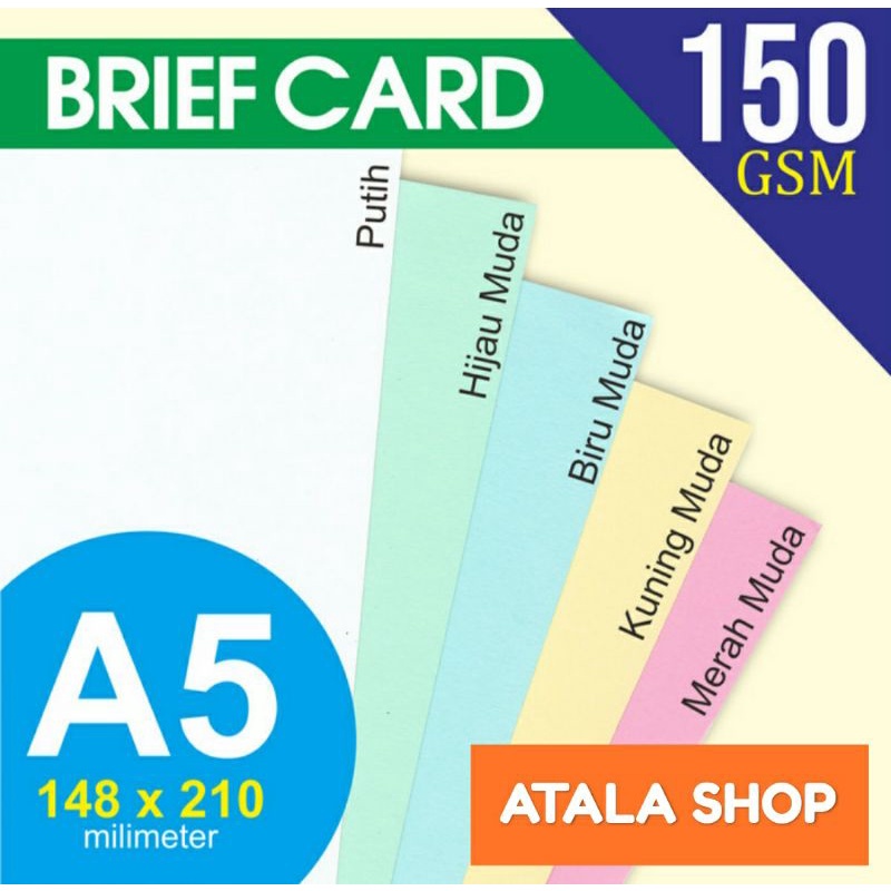 Jual Kertas Karton BC || BriefCard 150Gsm Size A5 14.8x21cm isi 100pcs ...