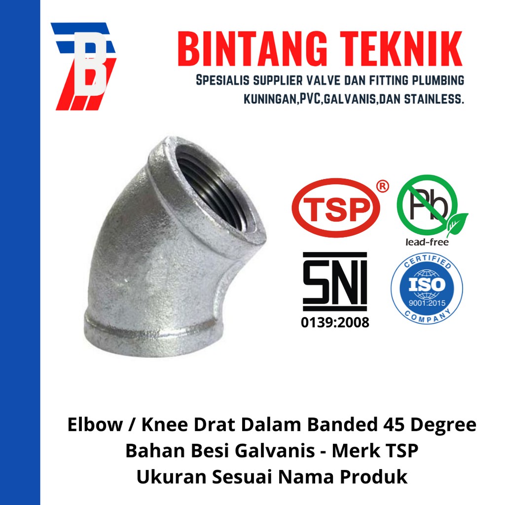 Jual Elbow / Knee 2" inch Besi Galvanis TSP 45 Derajat | Shopee Indonesia