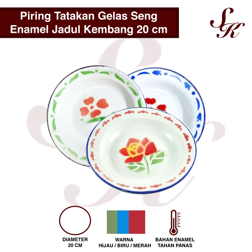 Jual Piring Seng Enamel Kembang 20cm isi 12 PCS | Shopee Indonesia