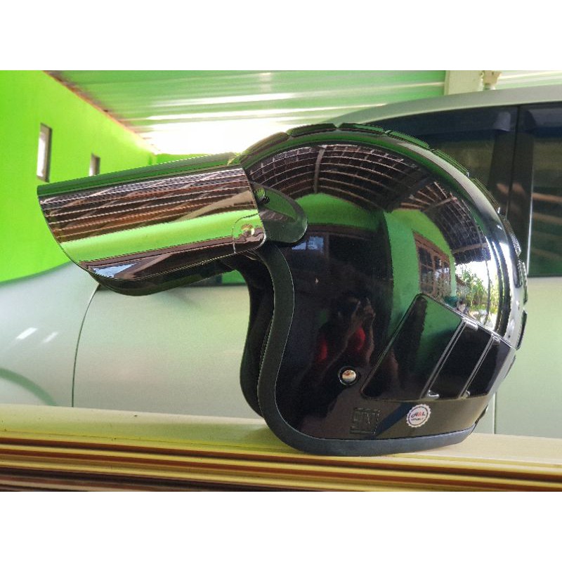 Jual helm robot + kaca injak silver datar | Shopee Indonesia