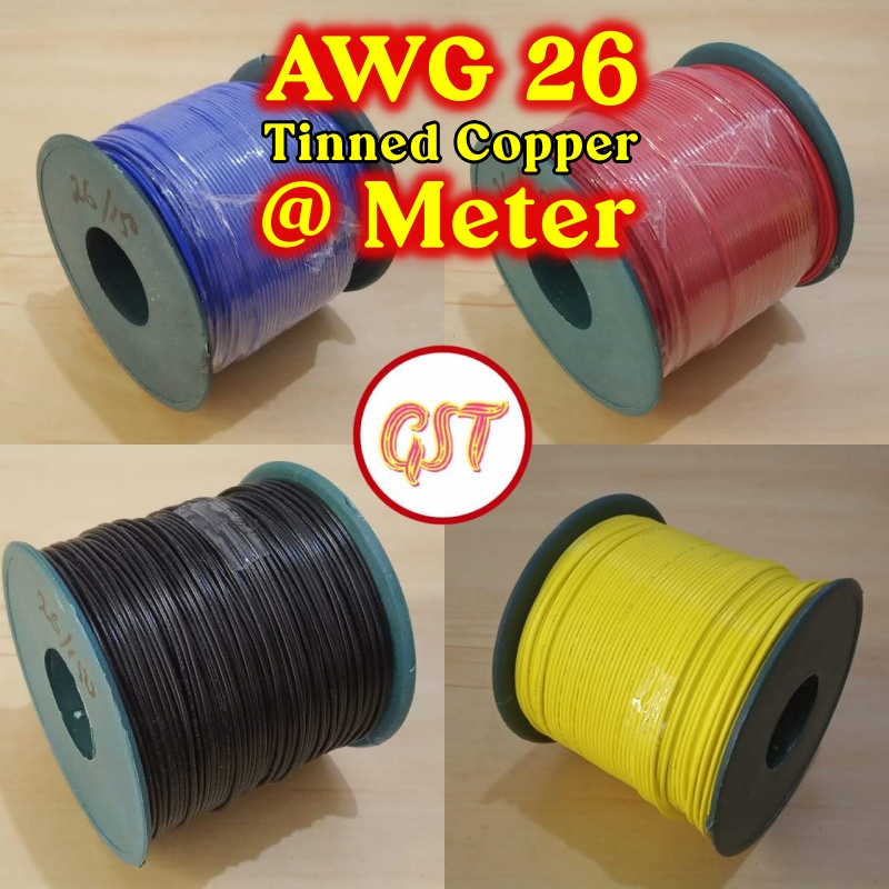 Jual 5meter Kabel awg 26 merah biru kuning hitam awg26 tinned copper 1M | Shopee Indonesia