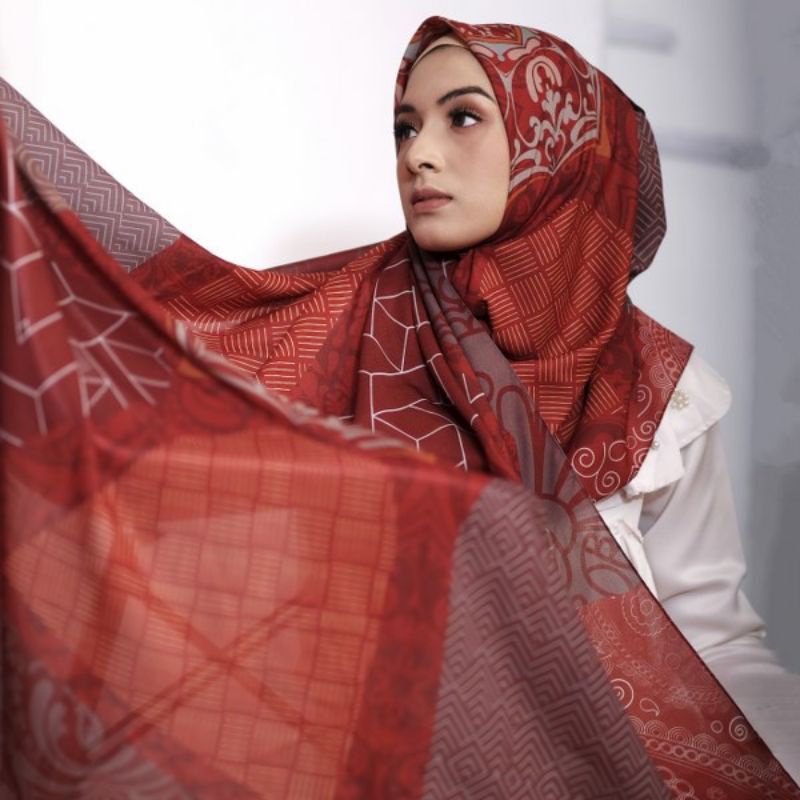 Jual Zaneva Hijab Voal Motif Series - Hasana Red | Shopee Indonesia