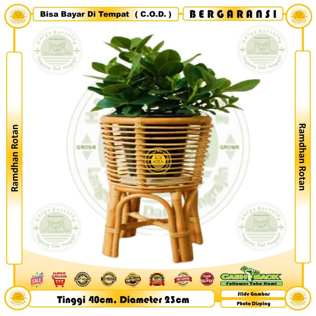 Jual Standing Pot Tinggi 40 cm Bahan Rotan - Wadah Pot Hiasan Taman ...