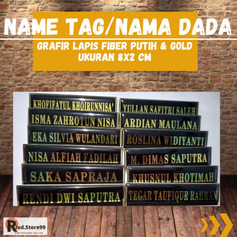 Jual Name Tag Grafir lapisan Fiber|Nama Dada|Papan Nama|Pin Nama ...