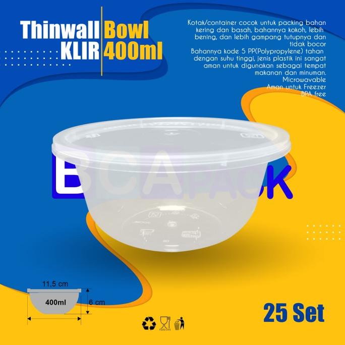 Jual Thinwall KLIR Mangkok Bowl 400 ml - ANTI PECAH Kotak makan isi 25 ...