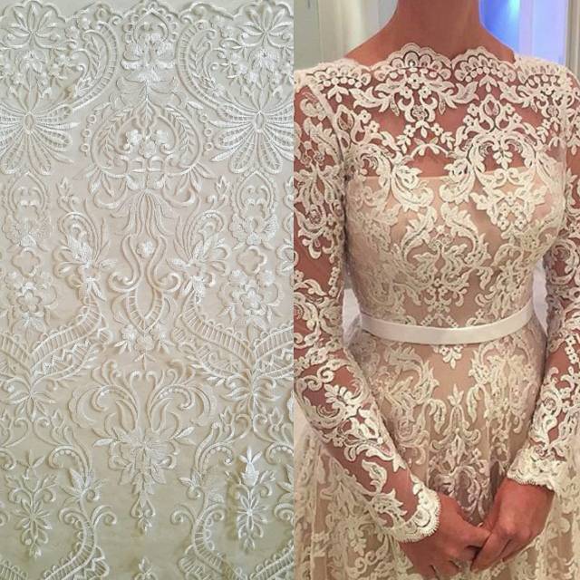 Jual Brokat Tile bordir Timbul Russian Tulle 3d SILVER Wedding Berta ...