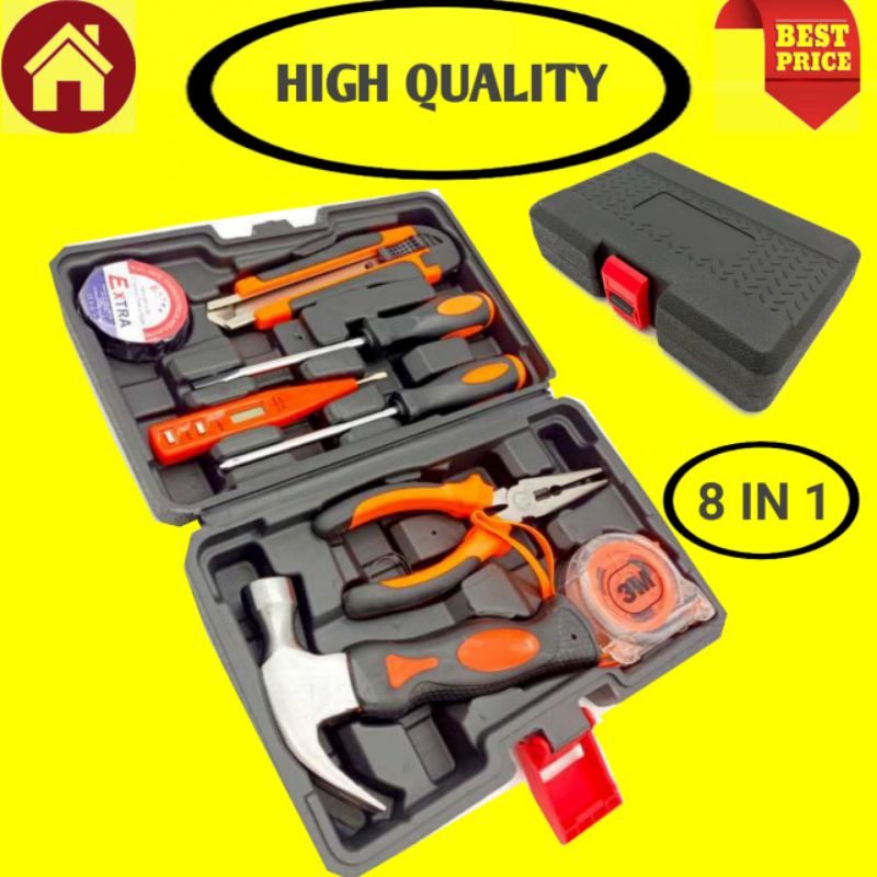 Jual Toolkit Set Perkakas Tukang Kayu Mesin Paket Tang Palu Obeng ...