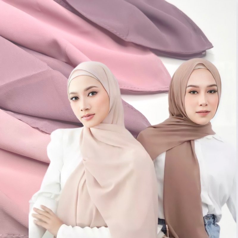 Jual [JAHIT TEPI] Hijab Pashmina Ceruty Baby Doll Premium 175x75cm | Shopee Indonesia