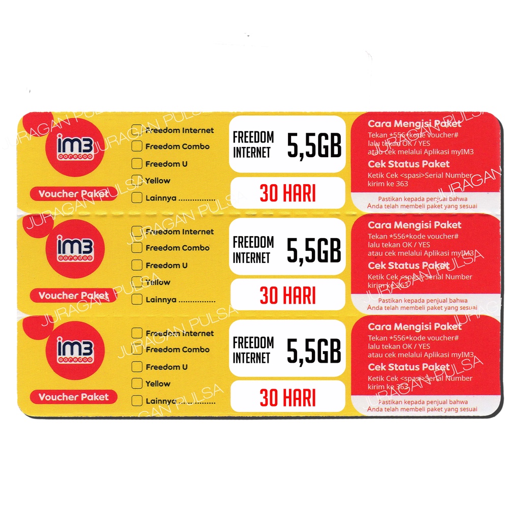 Jual [PRODUK BARU] Voucher Indosat 5,5GB Freedom Internet 30Hari(Hanya ...