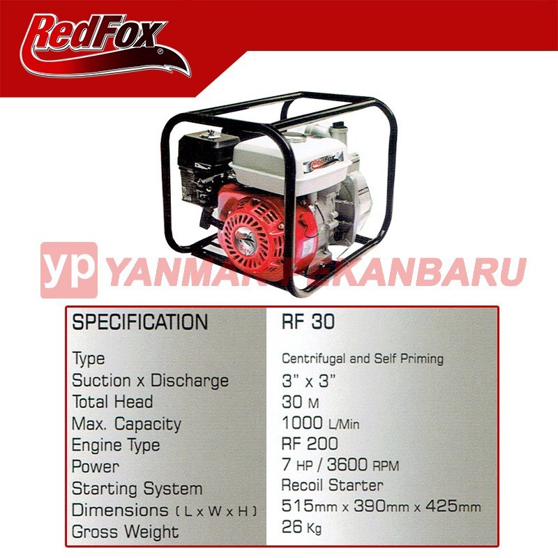 Jual Mesin Pompa Air Alkon Irigasi Sawah / Water Pump 3" Inch RF 30 REDFOX | Shopee Indonesia