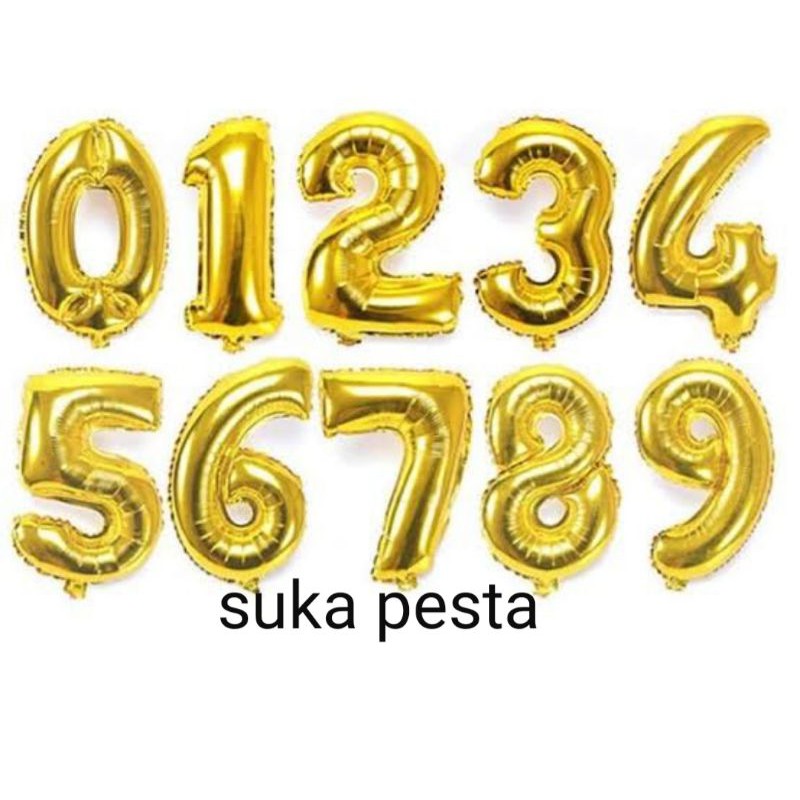 Jual BALON ANGKA GOLD 80CM / BALON FOIL ANGKA 80CM / BALON ANGKA JUMBO ...