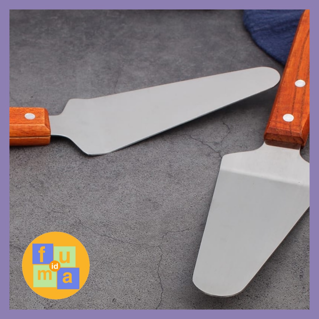Jual CAKE SHOVEL / SEKOP KUE PIZZA CAKE SEGITIGA STAINLESS + KAYU ...