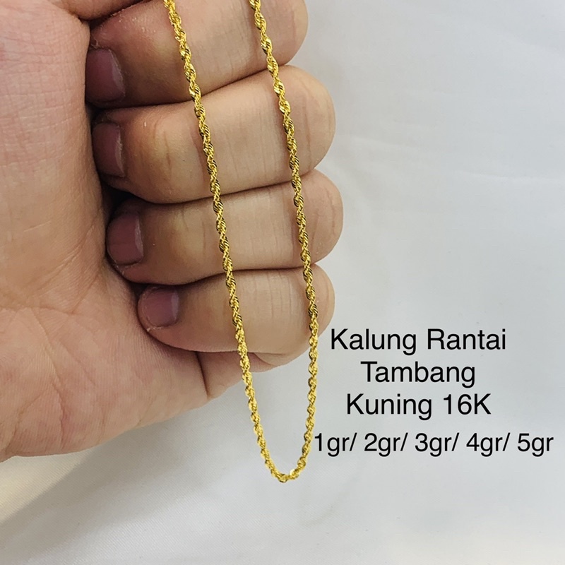 Jual Kalung Rantai Emas Asli Model Tambang Korea Lilit Superlight Kilat ...