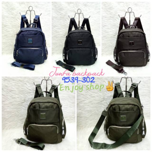 Jual Tas wanita junfa ransel 9539-302 dua fungsi bahan parasut tebal | Shopee Indonesia